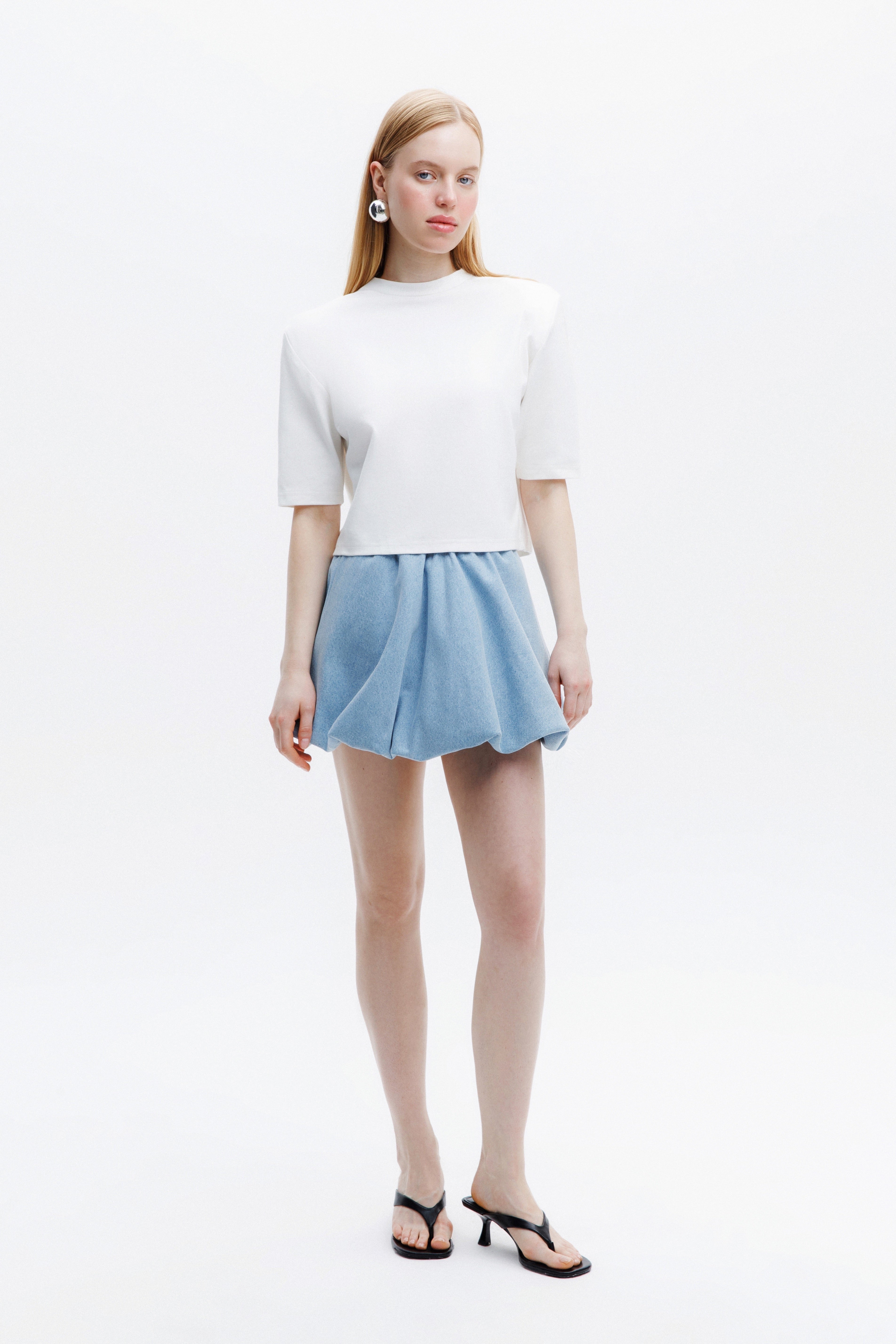 NANCY BALLOON SKIRT / BLUE DENIM – NAIA | Official Website