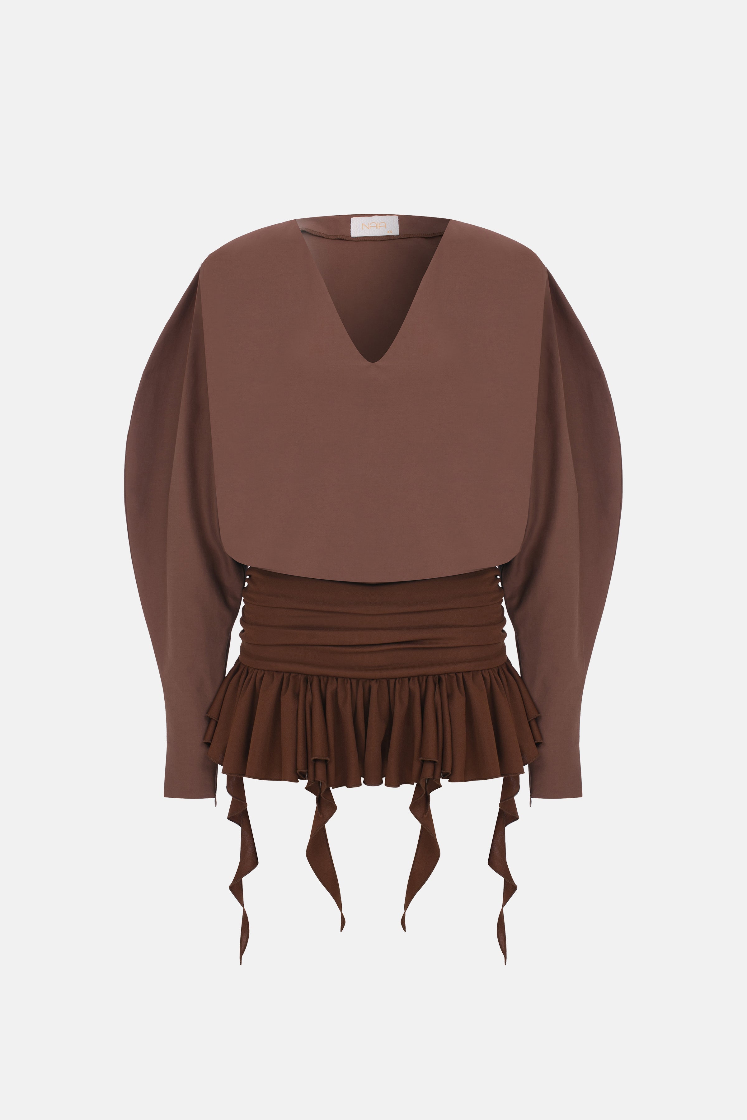 LINA RUFFLED DRESS / BROWN – NAIA | Official Website